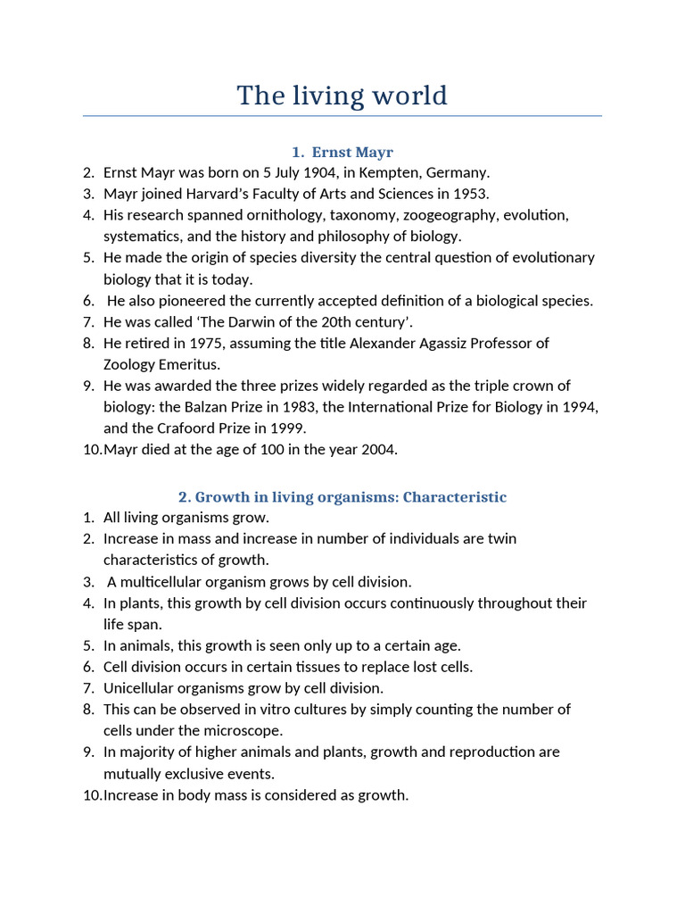 The Living World | PDF | Taxonomy (Biology) | Species