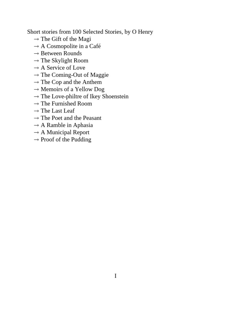 O. HENRY - Short Stories | PDF