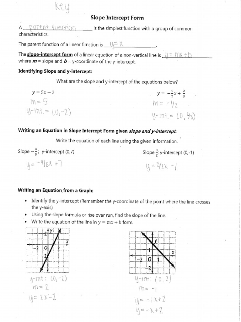 U3L3 Slope Intercept Form | PDF