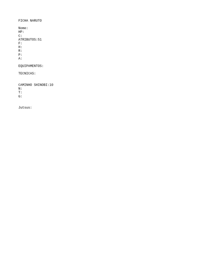 Template Ficha Naruto | PDF