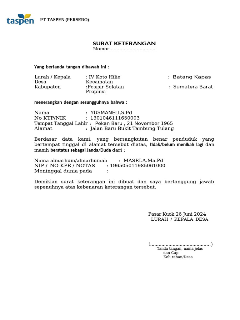 Surat Ket Janda Duda | PDF