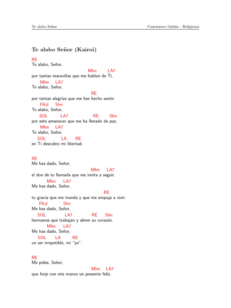 Te Alabo Señor K | PDF | Poesía