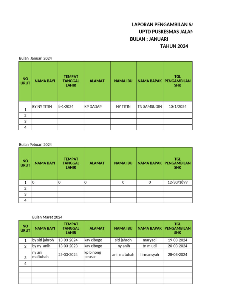 Laporan Dan Rekap Poned Puskesmas 2024 | PDF