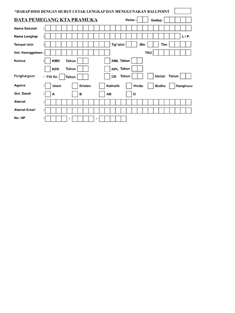 File Formulir Data KTA Nasional | PDF
