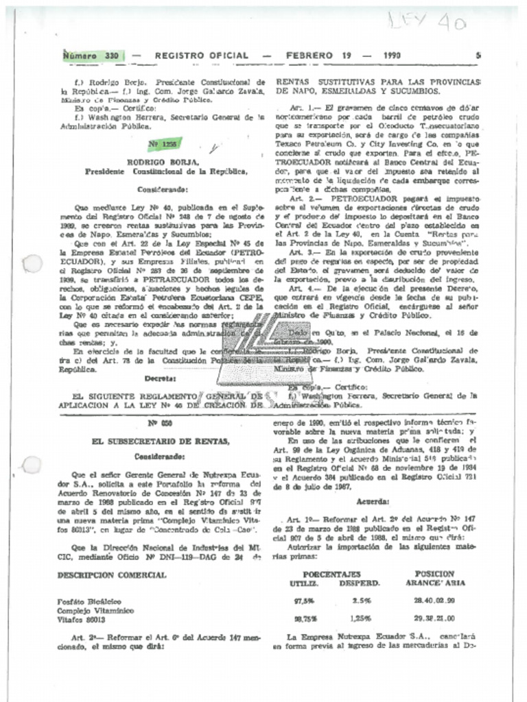 Base Legal LEY 10-40-20 | PDF