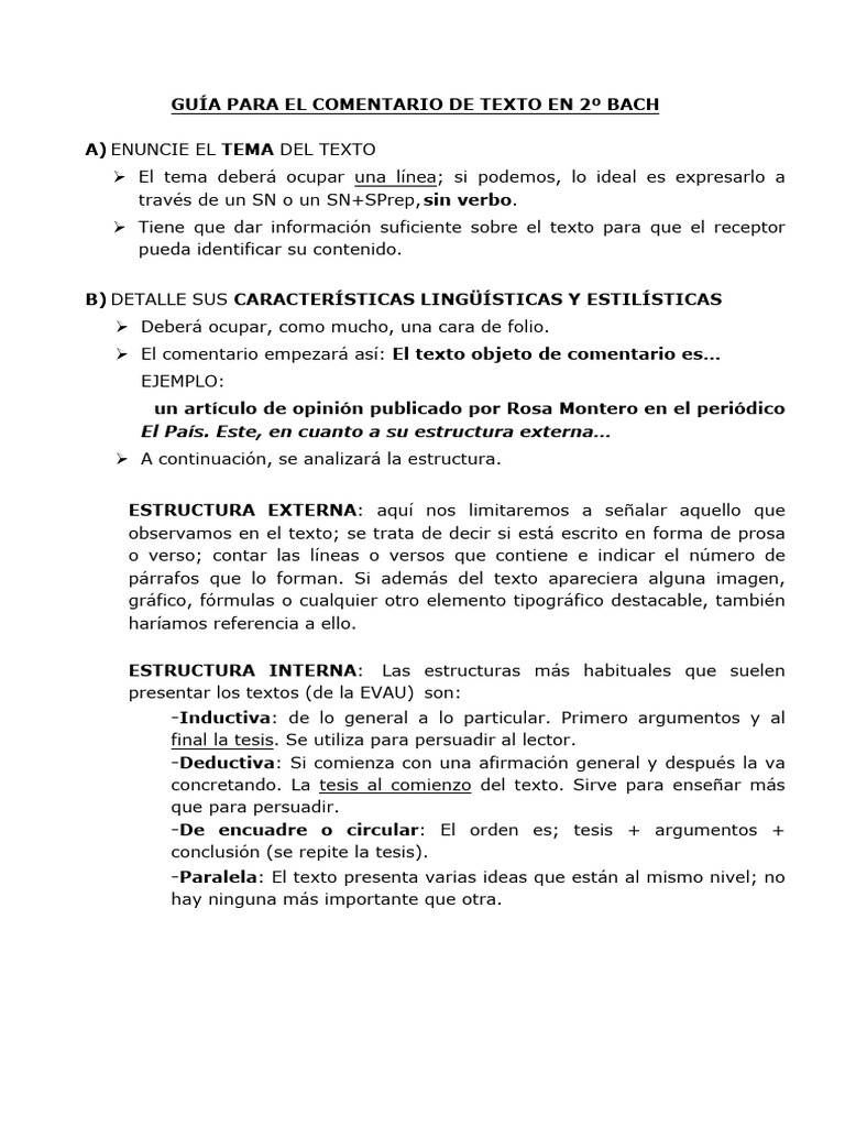 Guía para El Comentario de Texto 2º Bach | PDF | Lingüística