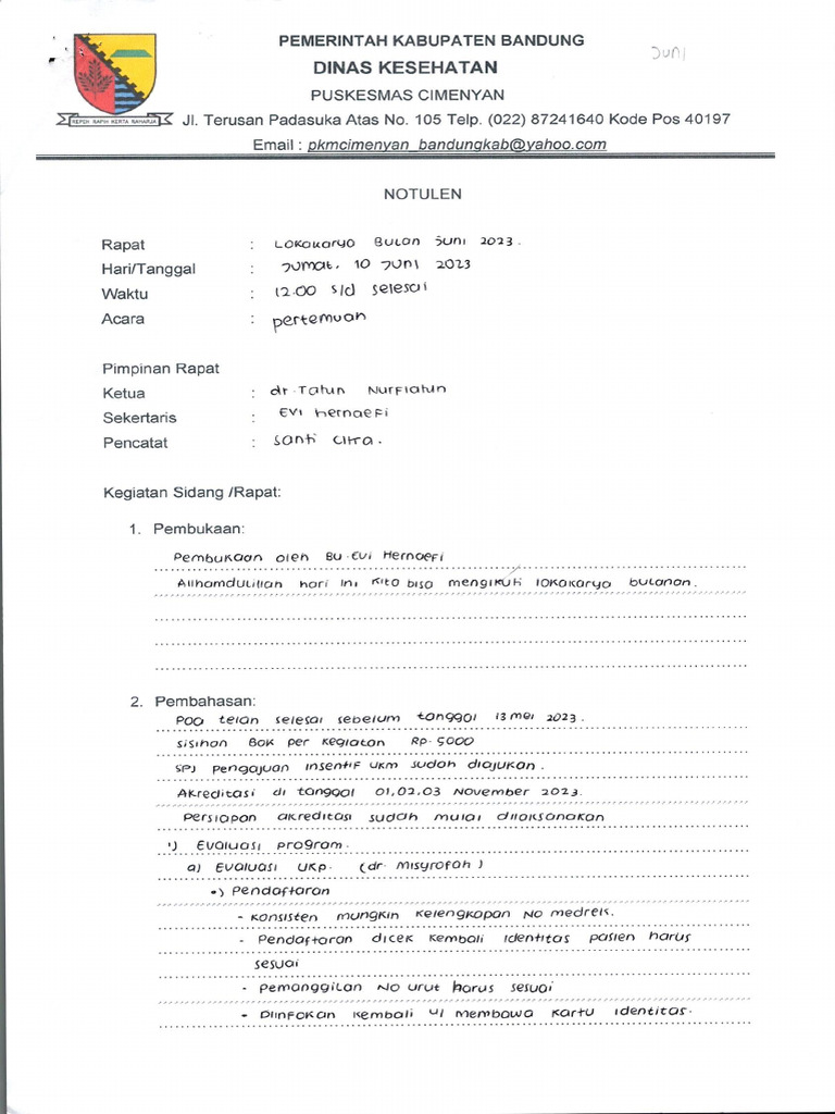 Notulen Lokbul Juni | PDF