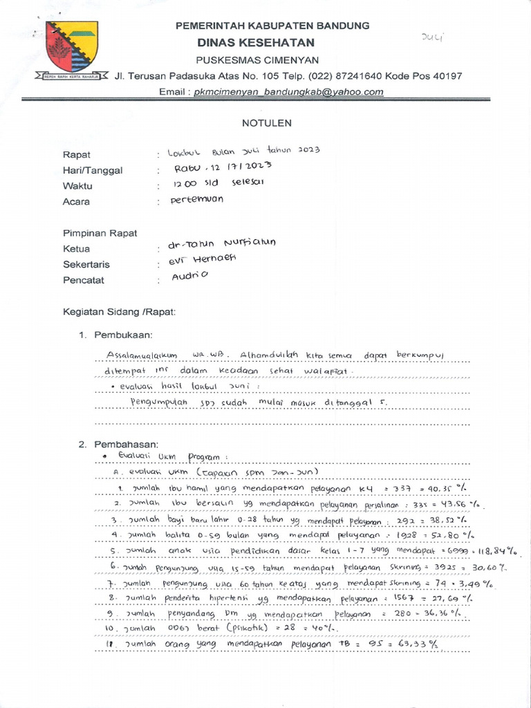 Notulen Lokbul Juli | PDF