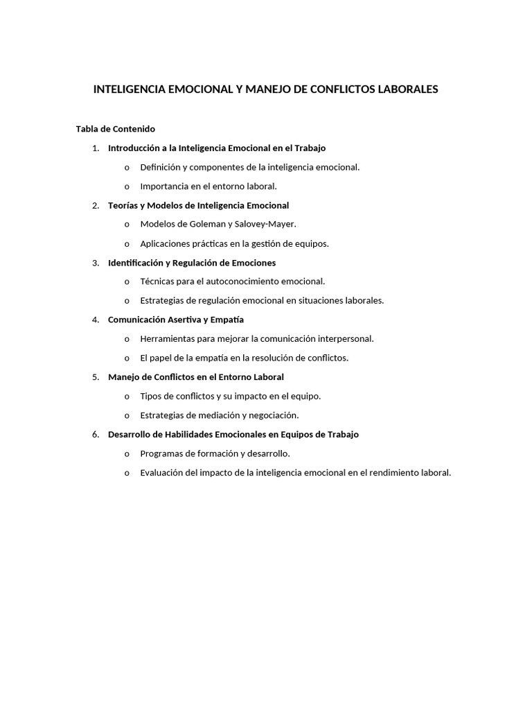 Inteligencia Emocional y Manejo de Conflictos Laborales | PDF