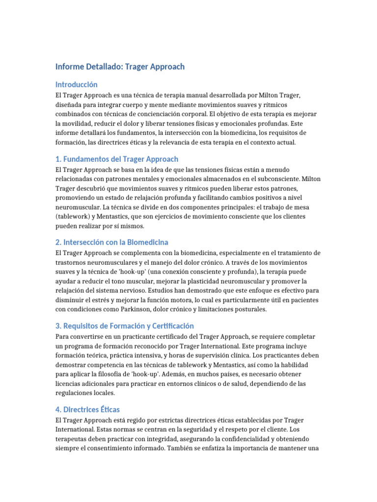 Trager Approach: Terapia y Formación | PDF | Terapia | Dolor
