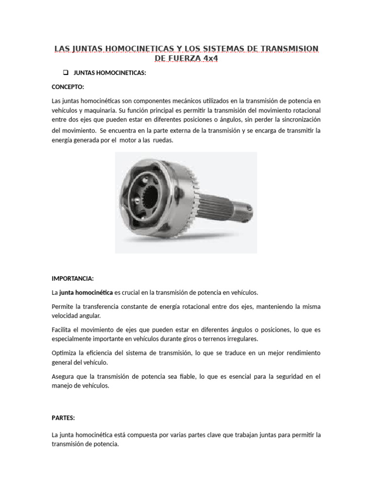 LAS JUNTAS HOMOCINETICAS Y LOS SISTEMAS DE TRANSMISION DE FUERZA 4x4 ...