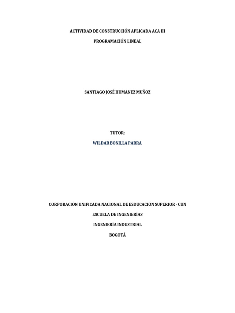 ACA 3 Programación Lineal | PDF | Programación lineal
