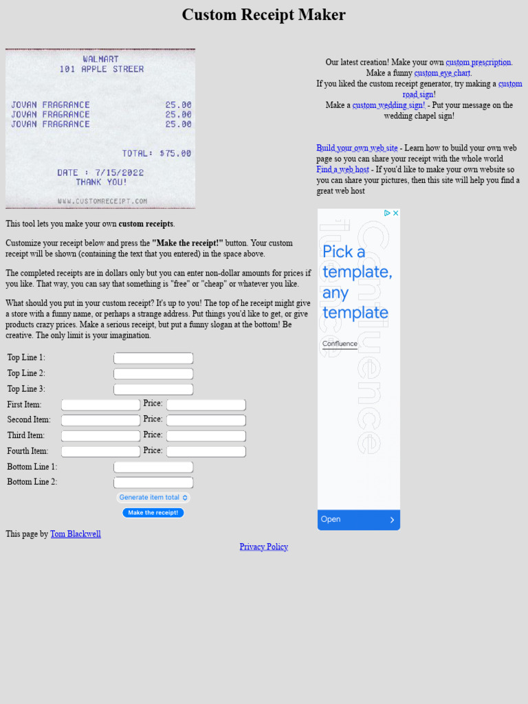 Custom Receipt Maker 2 | PDF