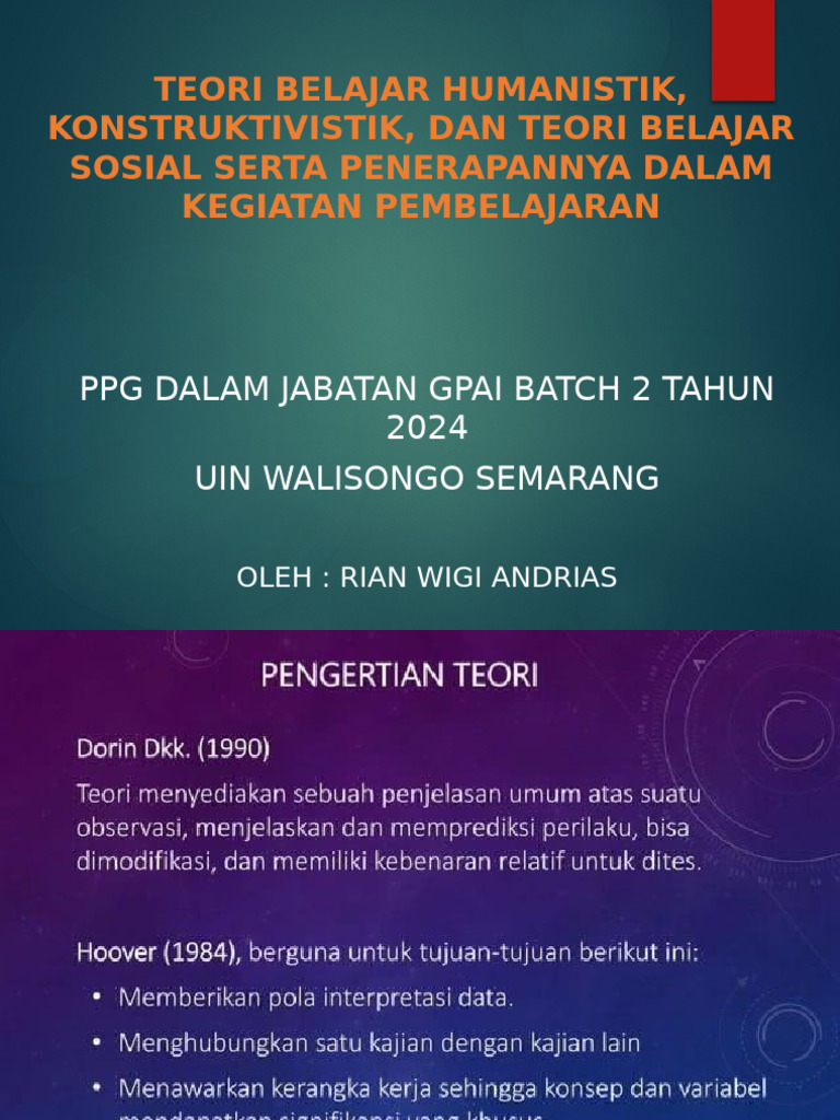 Teori Belajar Humanistik, Konstruktif Dan Sosial Serta Penerapannya | PDF Teori Belajar Humanistik, Konstruktif Dan Sosial Serta Penerapannya | PDF