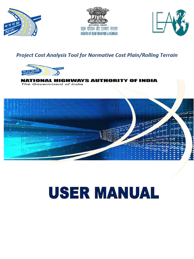 User Manual Project Cost Analysis Tool For Normative Cost Plain Terrain ...
