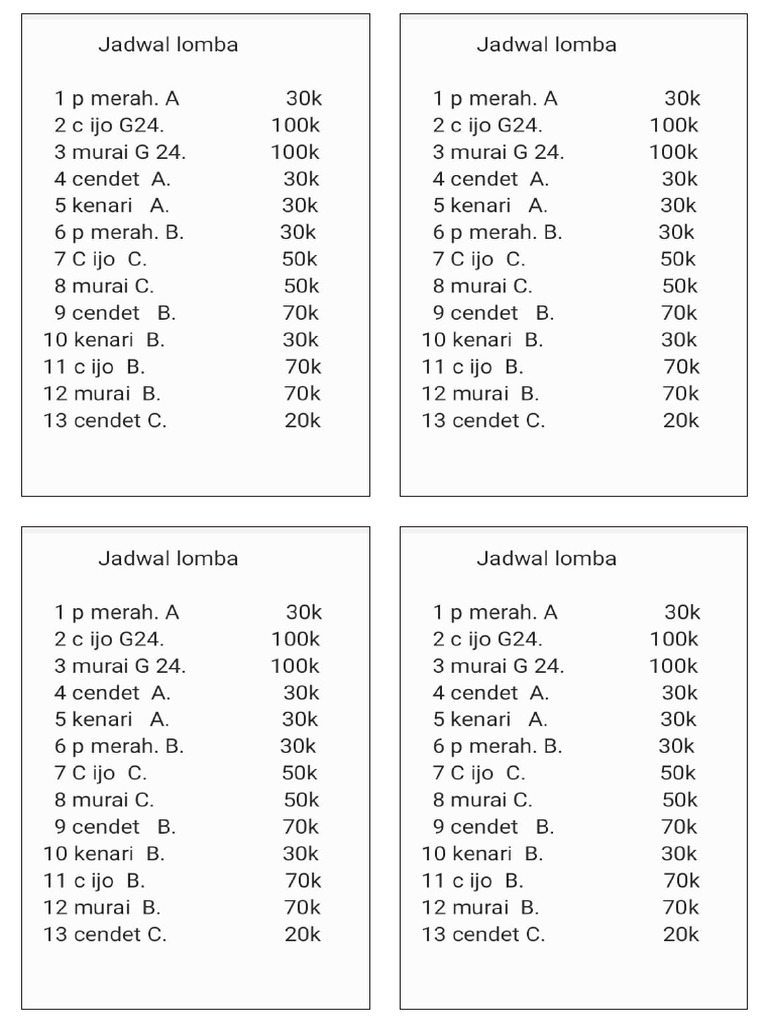 Jadwal Lomba | PDF