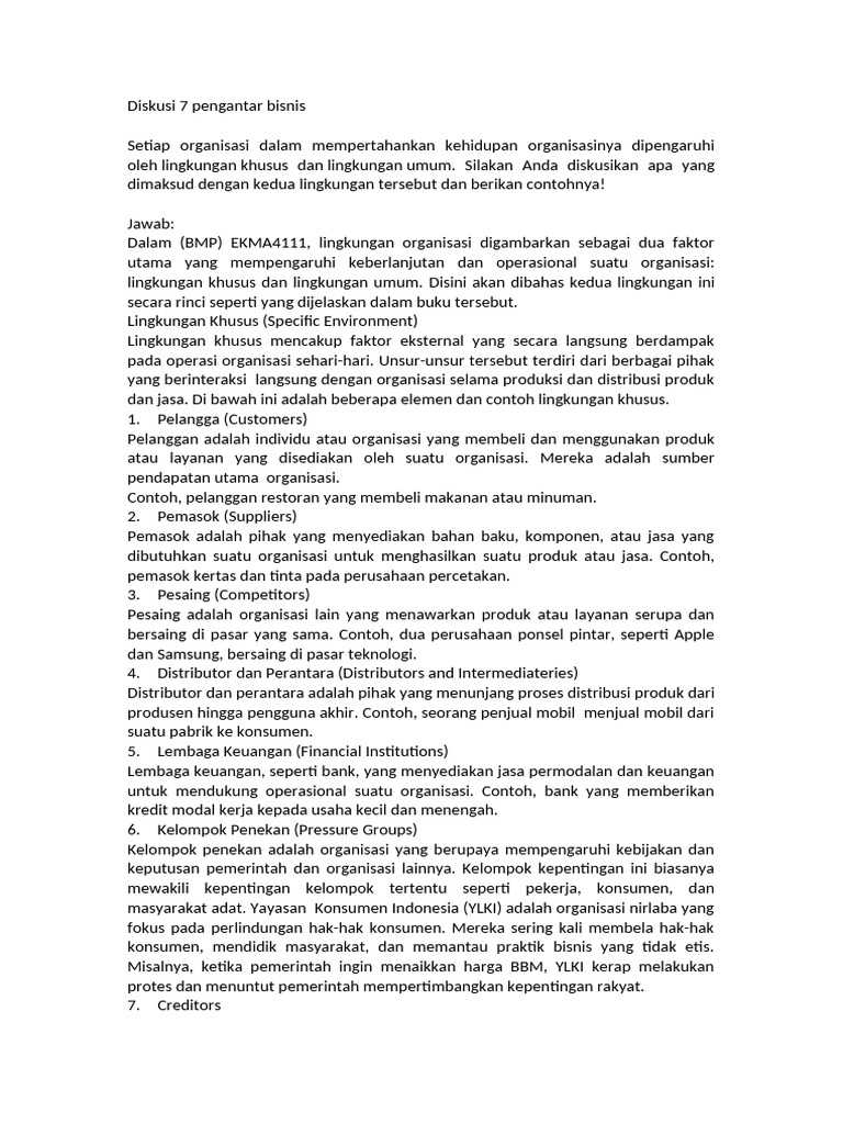 Diskusi 7 Pengantar Bisnis | PDF