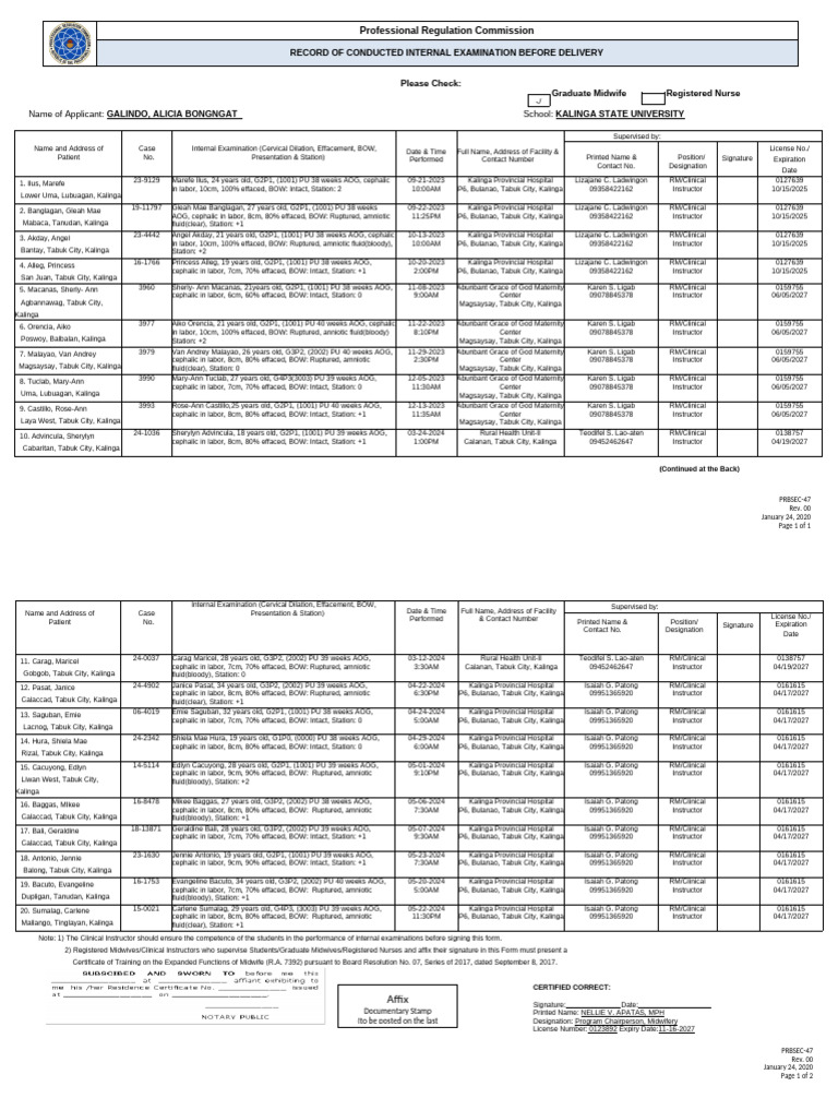 PRBSEC 47 Internal Examination Form | PDF | Midwife | Women's Health