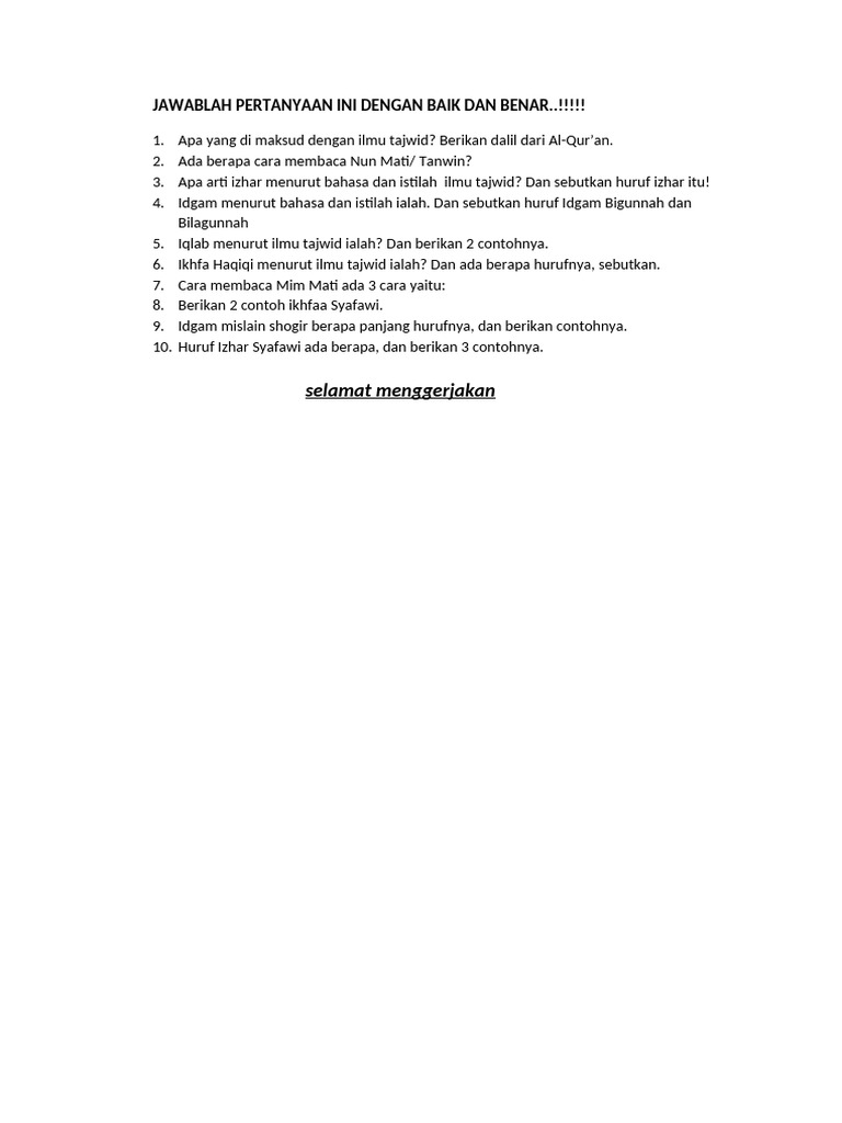 Contoh Idgam Bilagunnah dalam Tajwid | PDF