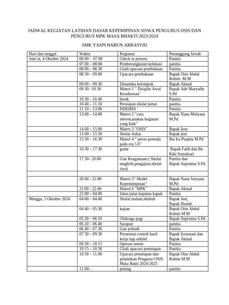 Jadwal LDKS 2024 | PDF