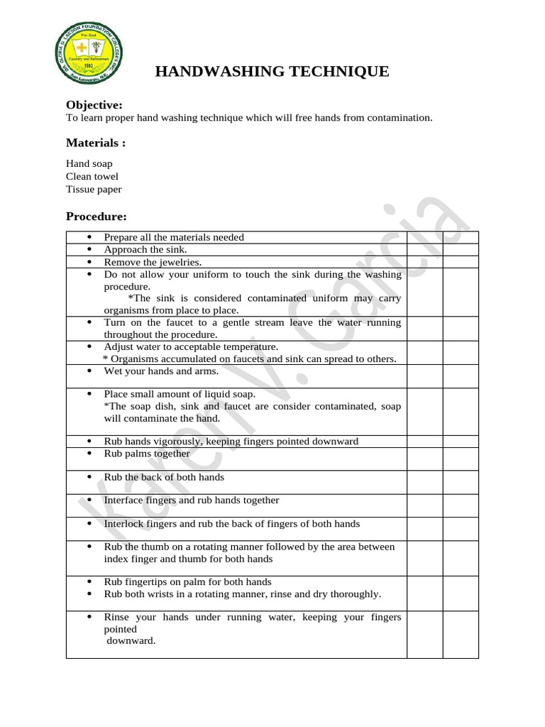 Handwashing Technique | PDF
