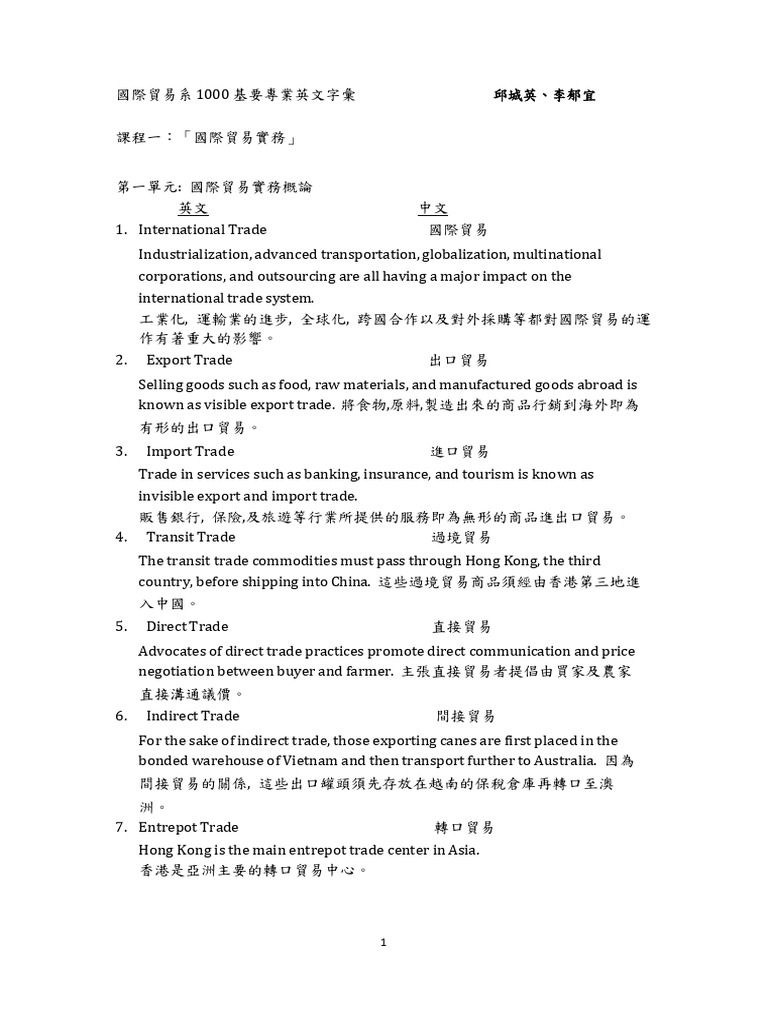 International Trade Vocabulary Guide | PDF | Letter Of Credit | Business