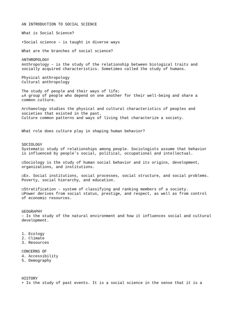 Introduction To Social Science | PDF | Social Sciences | Economics