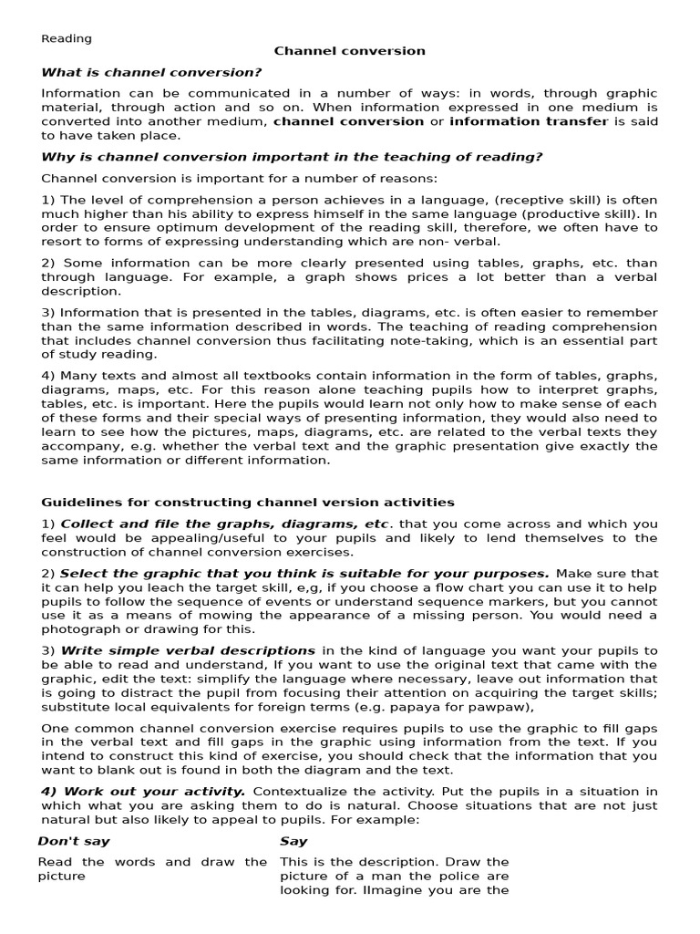 Channel Conversion-1 - 112102 | PDF | Information | Reading Comprehension
