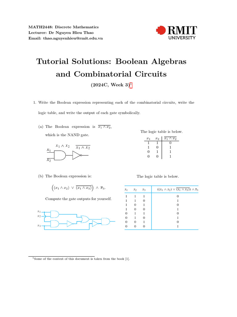 Solutions Week 3 | PDF | Logic Gate | Boolean Algebra