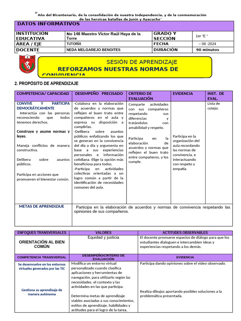 Normas de convivencia en el aula | PDF | Aprendizaje | Salón de clases