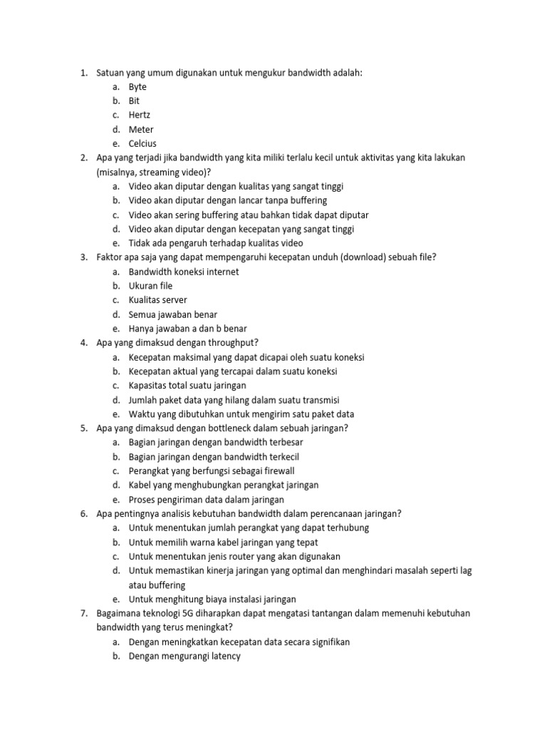 Latihan Soal 2 TLJ XII TKJ | PDF | Teknologi & Rekayasa
