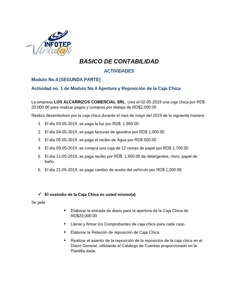 Actividad 1 Modulo No.4 Caja Chica y Conciliacion Bancaria Vacia (1) (Recuperado Automáticamente ...