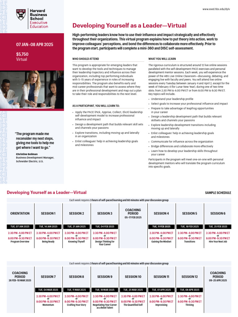 Developing Yourself Leader Virtual Brochure | PDF | Harvard Business ...