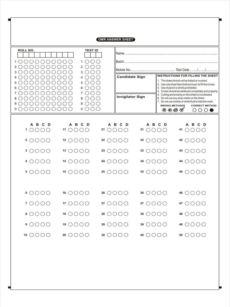 50-Questions-OMR-Sheet - 50-Questions-OMR-Sheet | PDF | Office ...