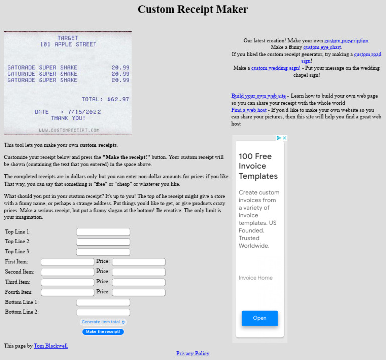 Custom Receipt Maker | PDF | Receipt