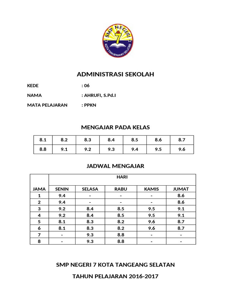 Administrasi Mengajar Kaver | PDF