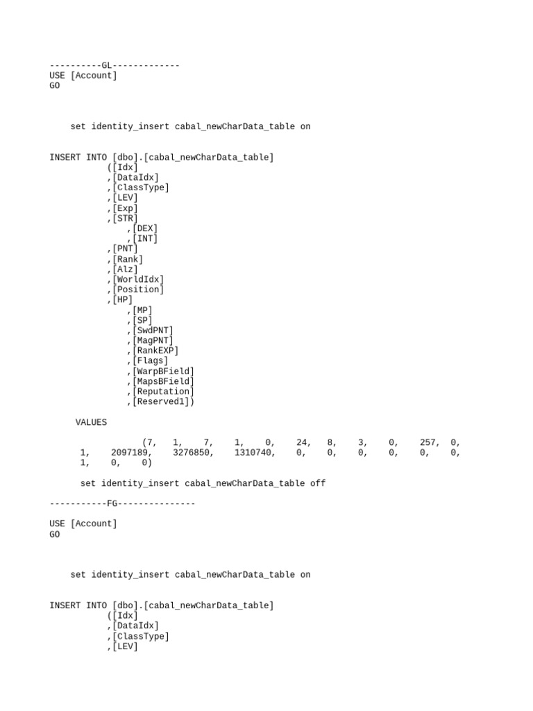 Database Character Insert Script | PDF | Teaching Methods & Materials | Computers