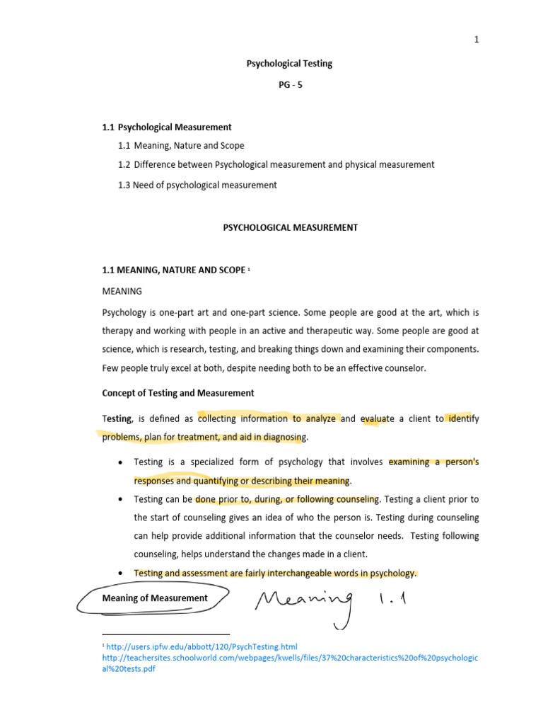 Unit 1 Psycho Testing Complete | PDF | Validity (Statistics) | Measurement