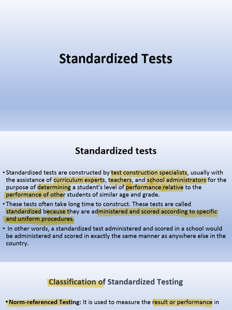 2.2 Standardised Test | PDF | Standardized Tests | Evaluation Methods
