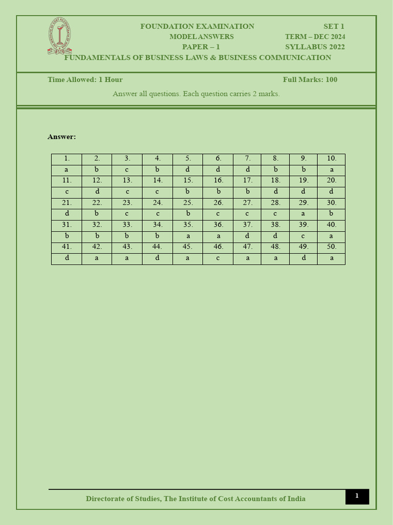 Paper1 Syl22 Dec24 Set1 A | PDF