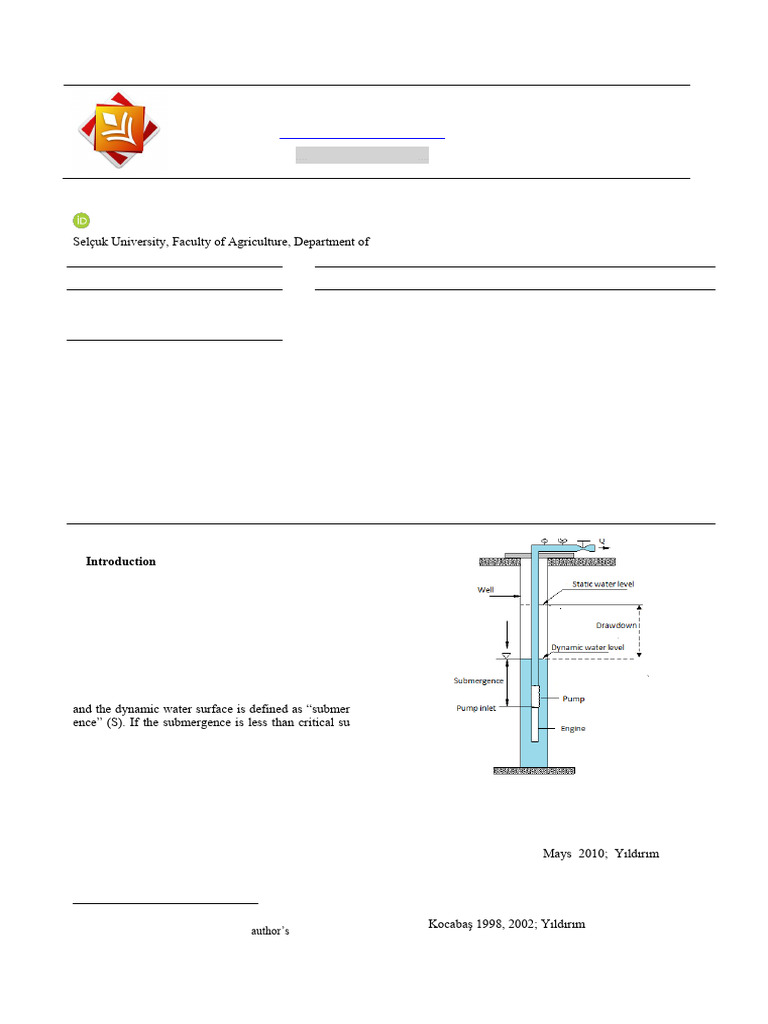 Determination of Vortex and Critical Submergence of Submersible Pumps ...