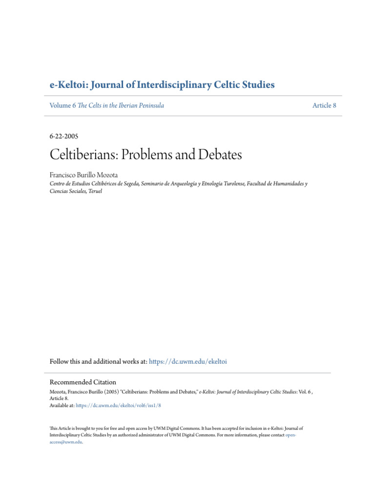 Celtiberians: Key Issues and Insights | PDF | Celts | Iberian Peninsula