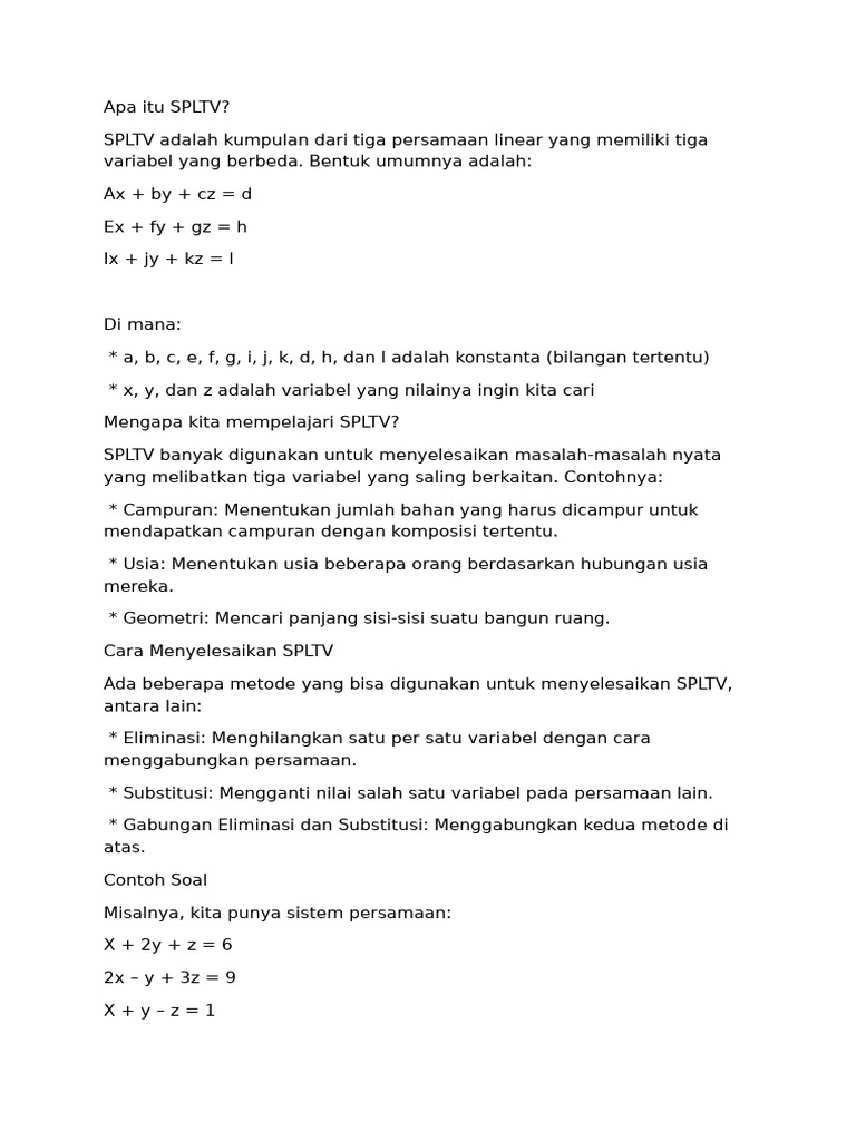 SPLTV | PDF | Metode & Bahan Ajar