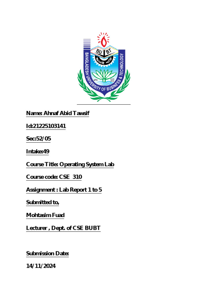 Os lab mid report | PDF | Shell (Computing) | Computer File