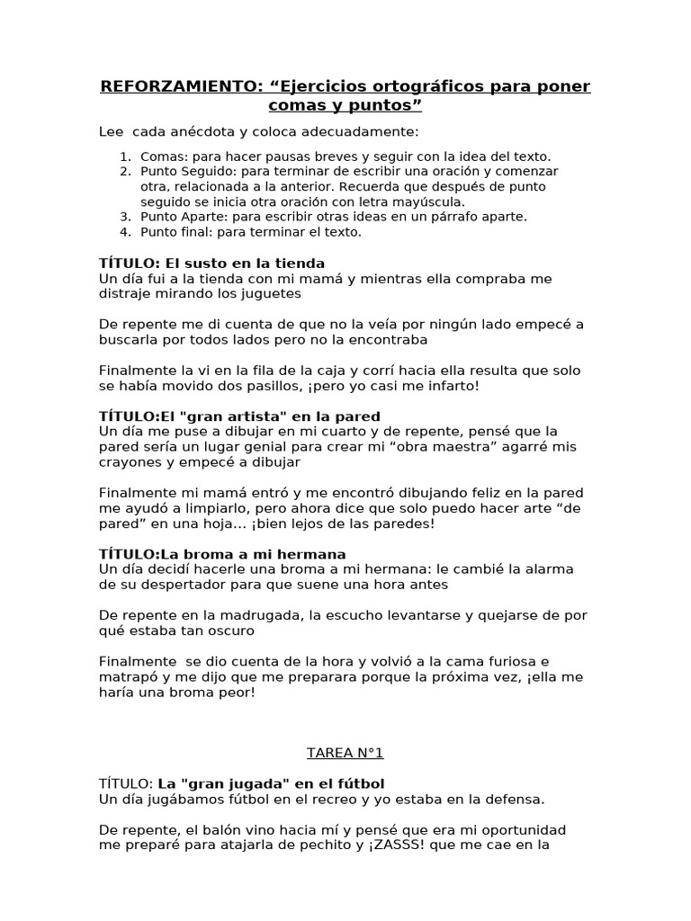 Reforzamiento Comas Ypuntos | PDF | Novela negra, policíaca y suspenso