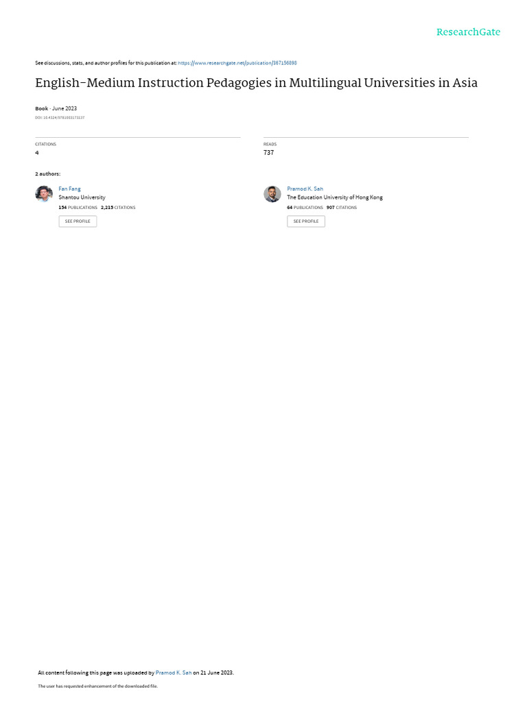 English-Medium Instruction Pedagogies in Multilingual Universities in Asia | PDF | English As A ...