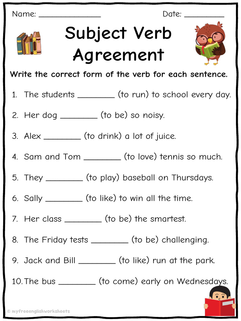 Subject-Verb Agreement Worksheet Answers | PDF