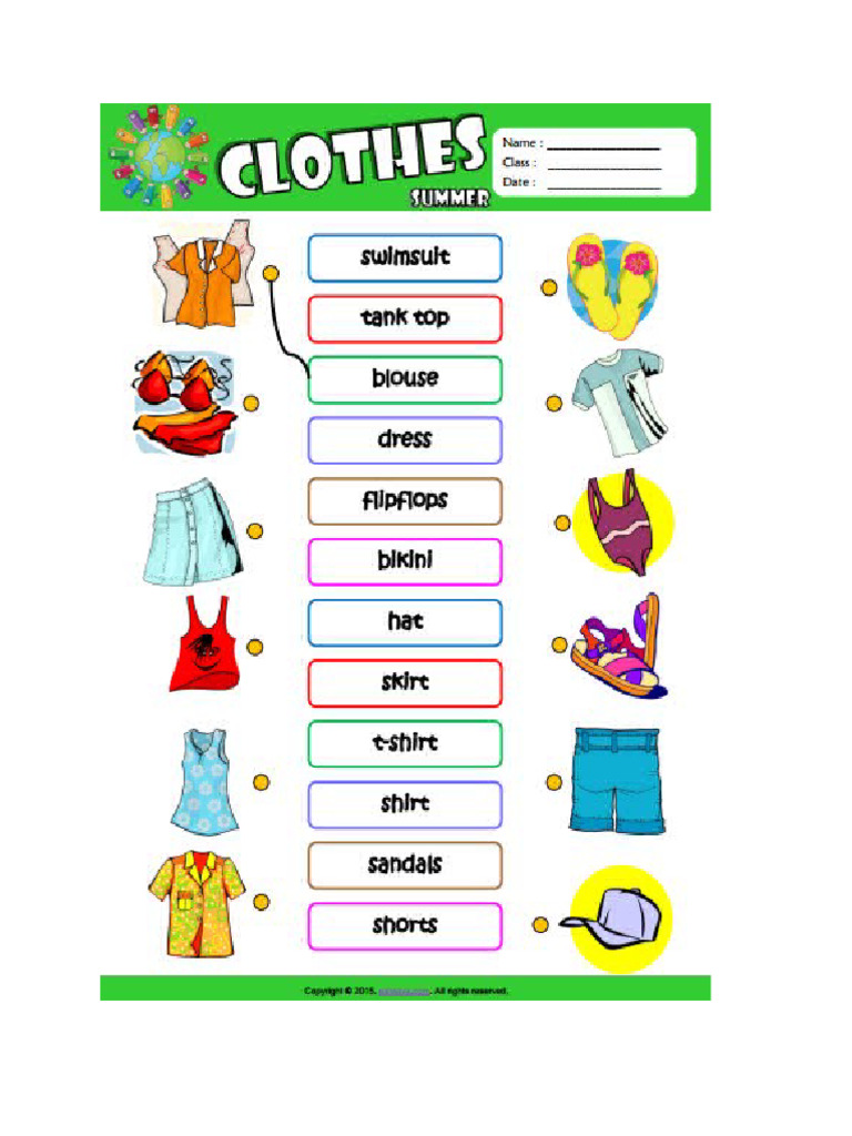 Clothing Vocabulary | PDF