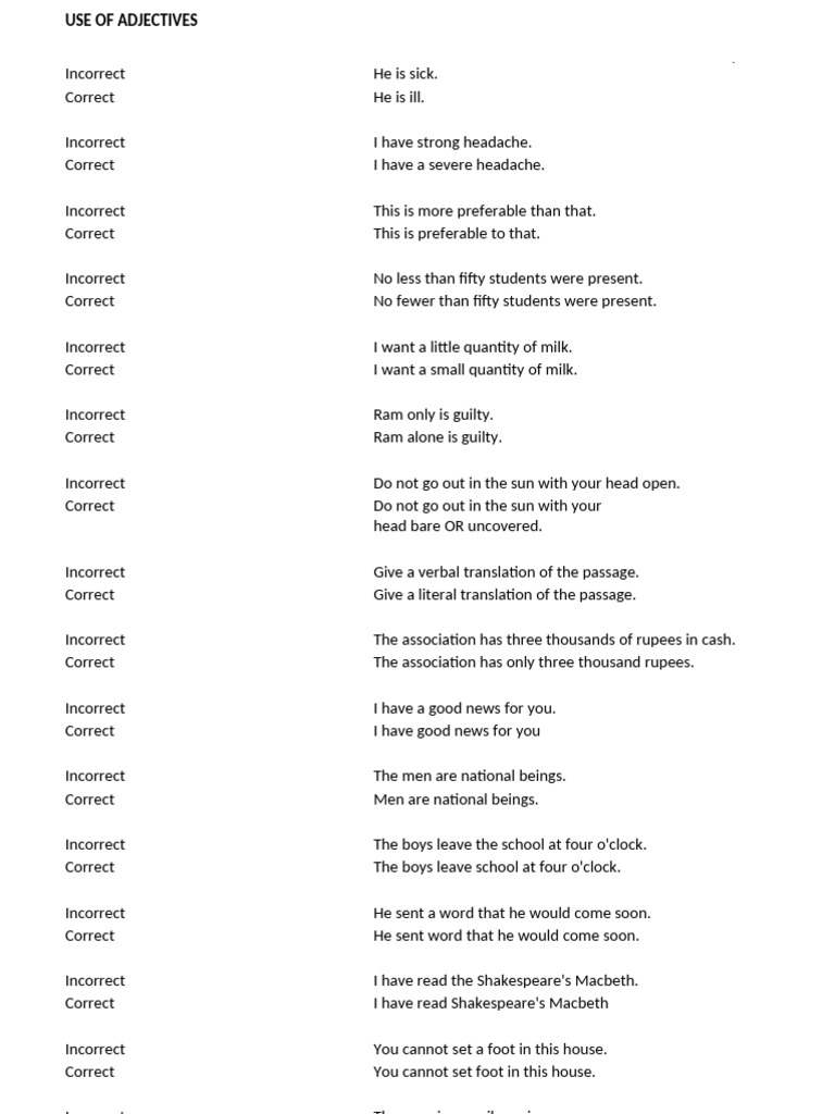 Correction of Sentences | PDF | Language Arts & Discipline