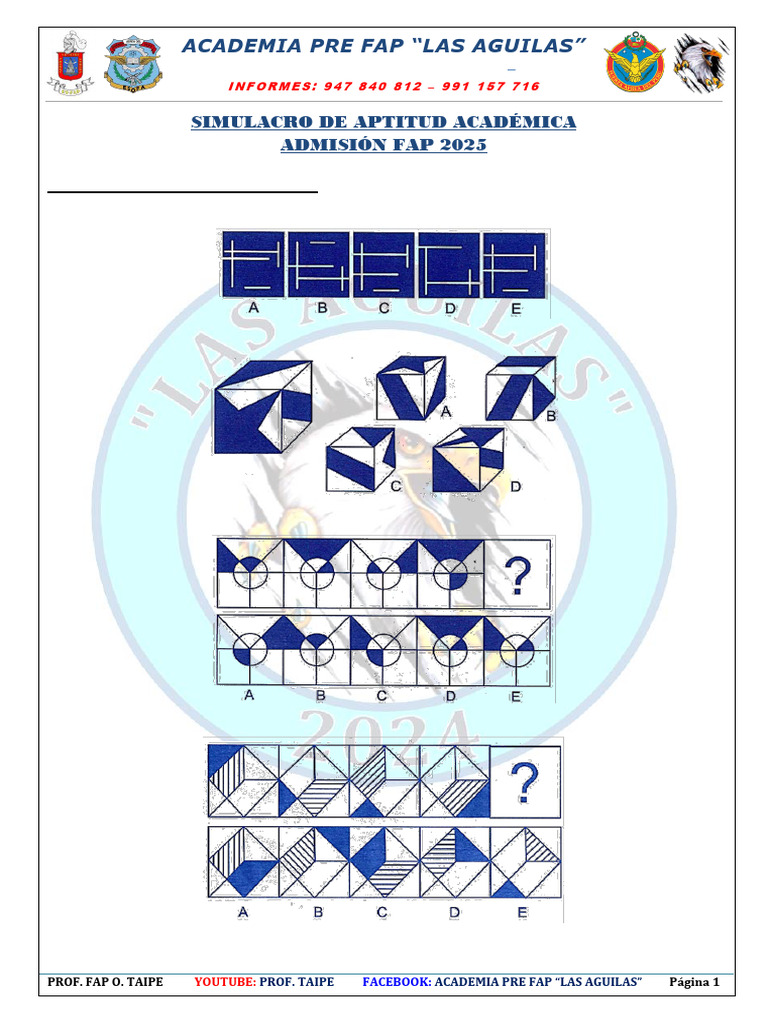 Simulacro de Examen de Aptitud Academica (Psicotecnico) - Ciclo Intensivo Fap 2025 - Academia ...